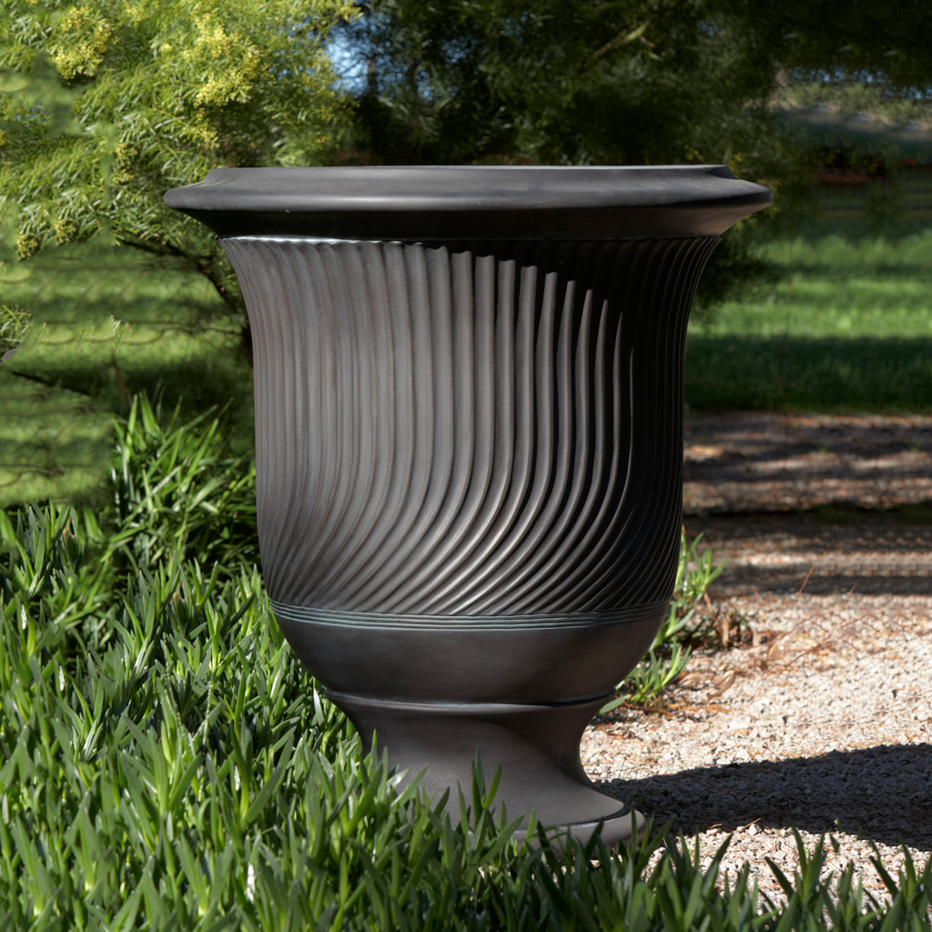 Real Bronze Finish Striated Anduze Urn | Kellock Pots & Planters