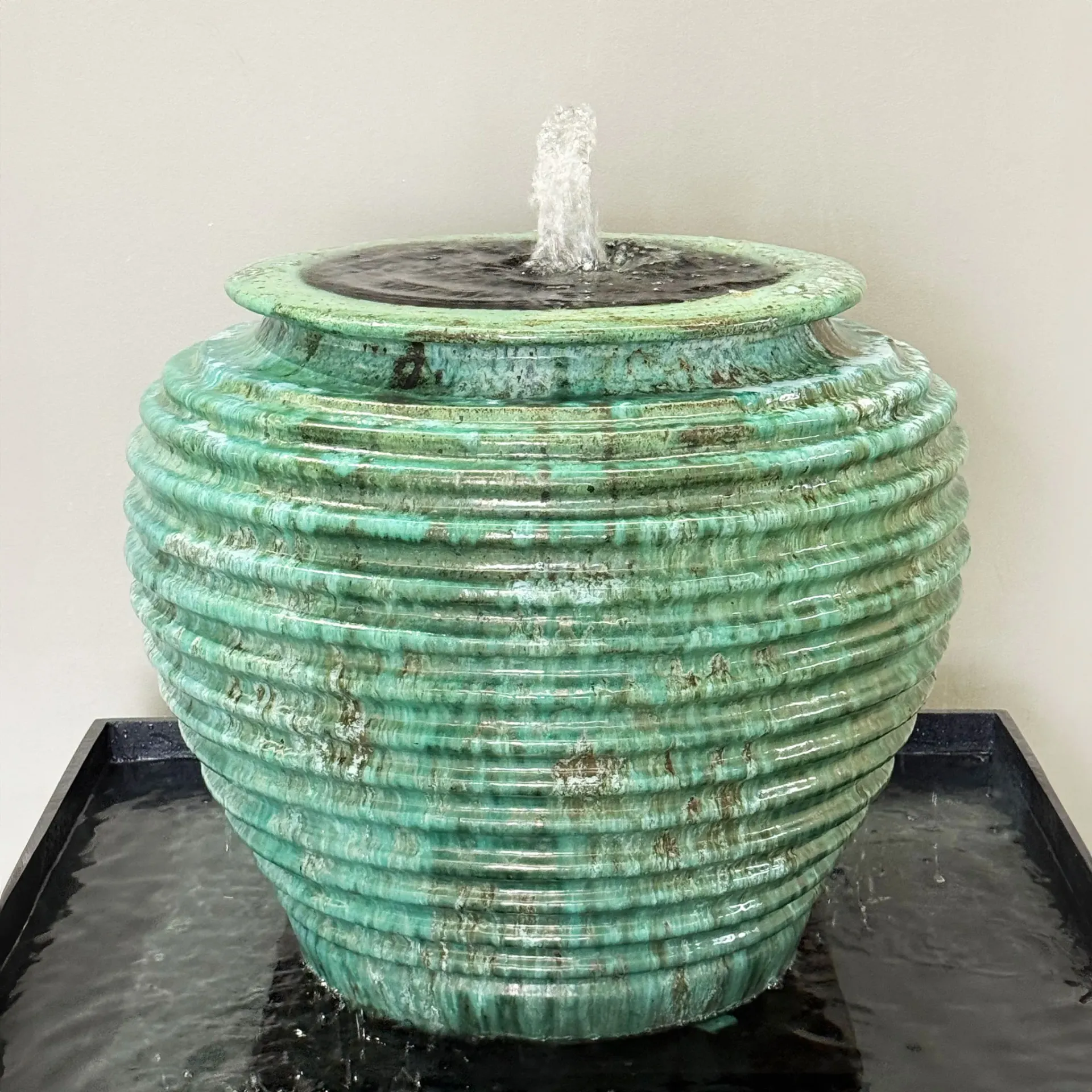 Opal Green Coil Planter Water Feature with Pipe D73cm x H68cm | Kellock ...